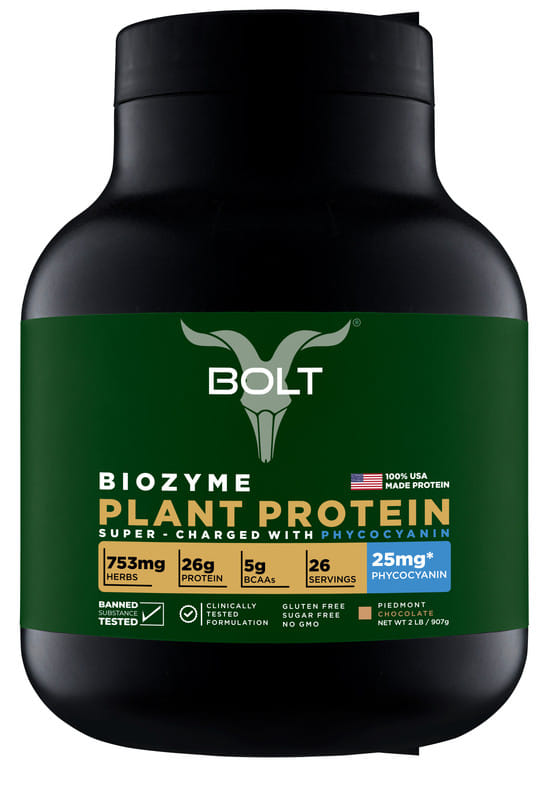 Bolt Biozyme Plant Protein Super-Charged With Phycocyanin, 26 g Protein ...