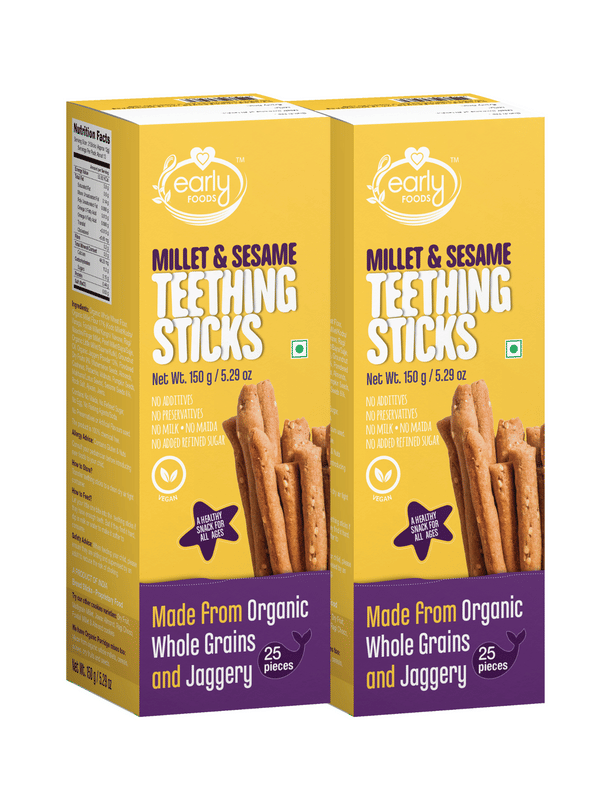 Early Foods Pack of 2 - Millet & Sesame Jaggery Teething Sticks 150g X ...
