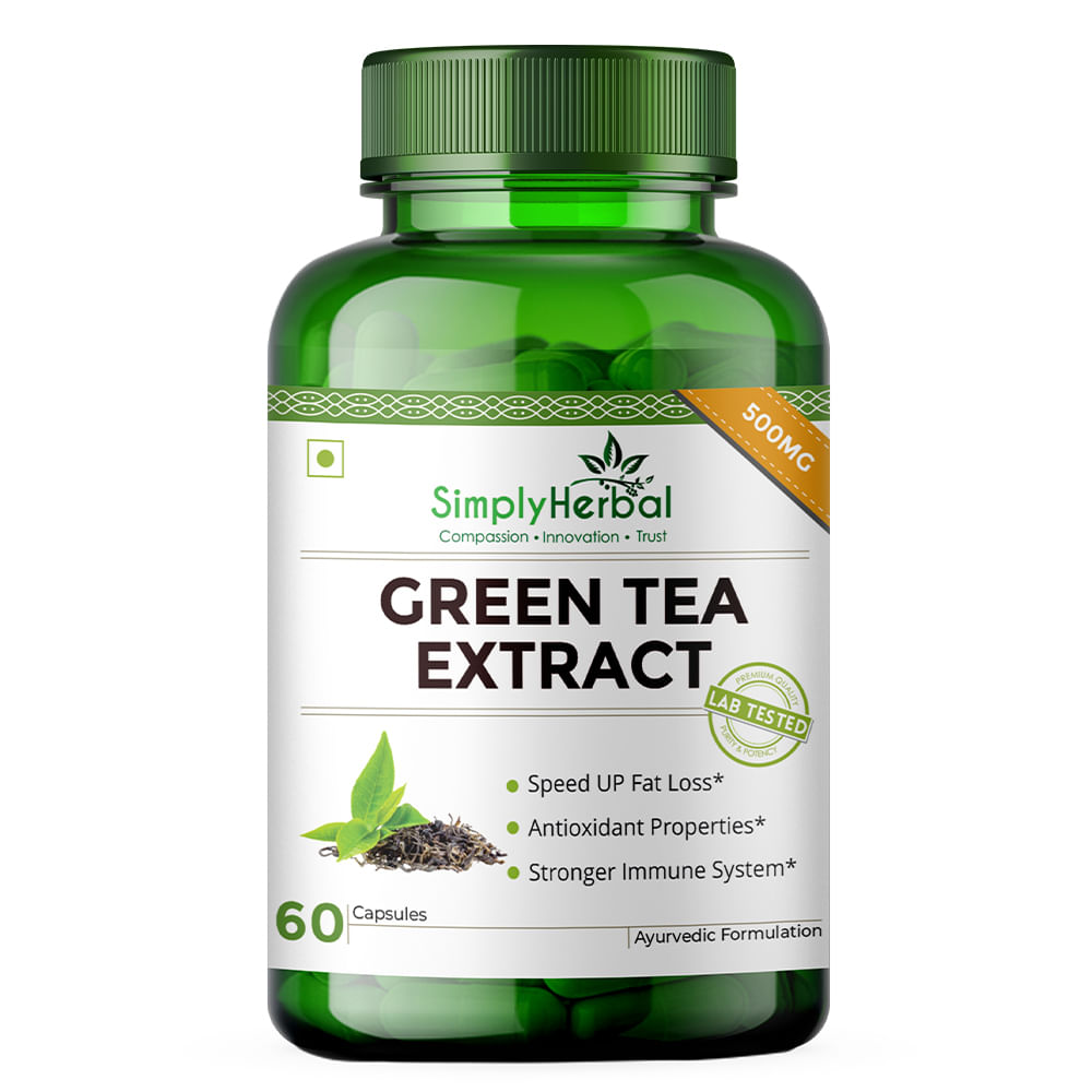 Simply Herbal 100% Natural Potent Green Tea Extract 500 Mg -60 Capsule