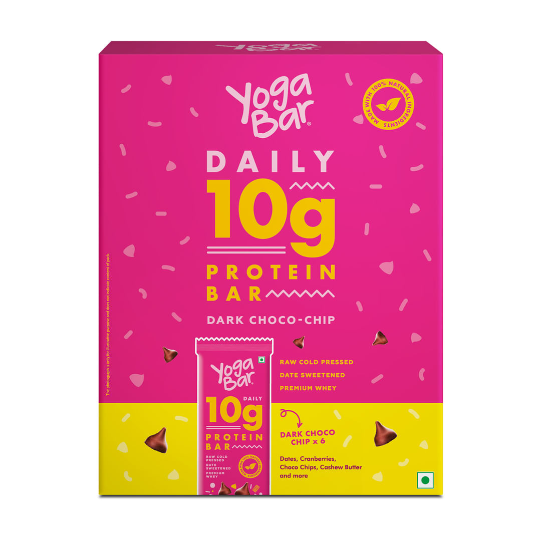 Yogabar 10g Protein Date Based Bar - Dark Choco Chip | Pack of 6