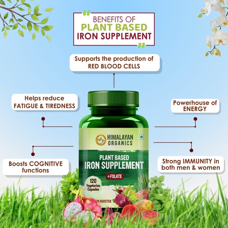Himalayan Organics Plant Based Iron Supplement With Folate | Improved ...