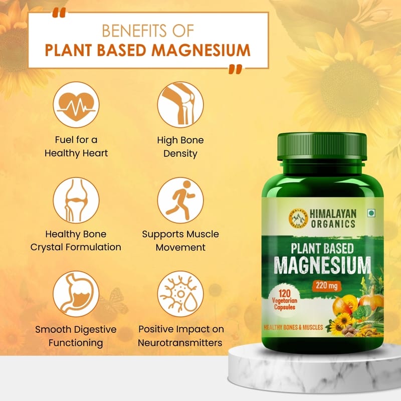 Himalayan Orgnaics Plant Based Magnesium Supplement 220mg With Turmeric ...
