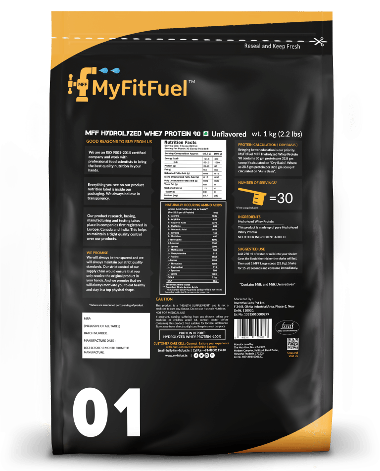 MyFitFuel Hydrolyzed Whey Protein Powder | 1 Kg, 30 Servings ...