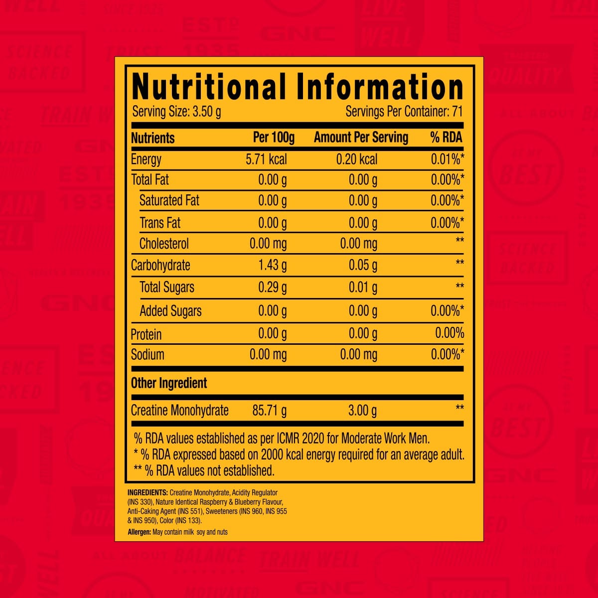 GNC Pro Performance Creatine Monohydrate| Boosts Athletic Performance ...