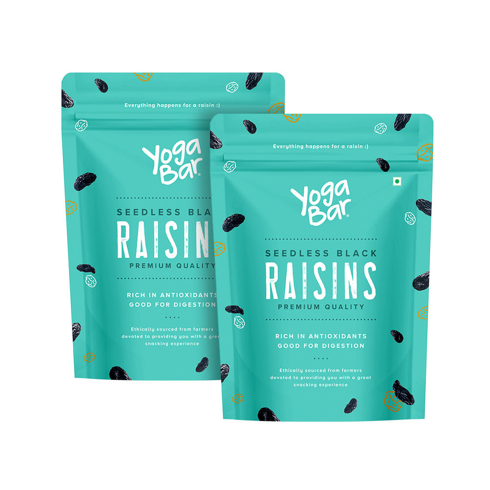 Yogabar Seedless Black Raisins 500g Pack of 2