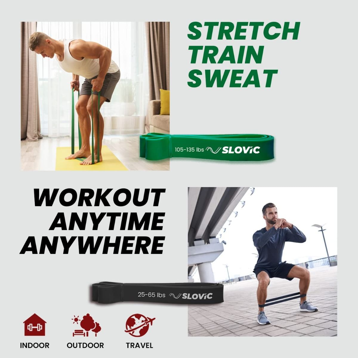 SLOVIC Resistance TPE Bands for Workout - Black & Red | Resistance Band ...