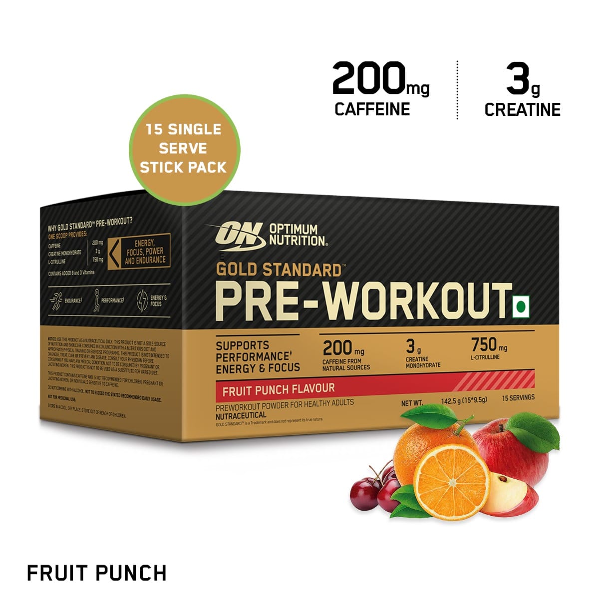 Optimum Nutrition (ON) Gold Standard Pre-Workout- 142.5g/15 single ...