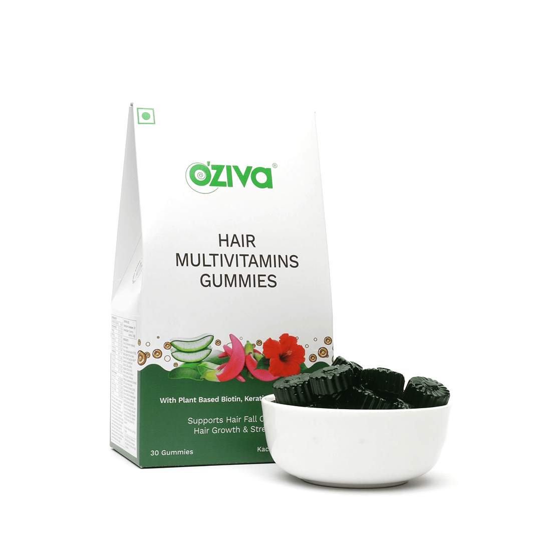 Oziva Biotin Hair Multivitamins Gummies, Raw Mango, 30 Gummies (With ...