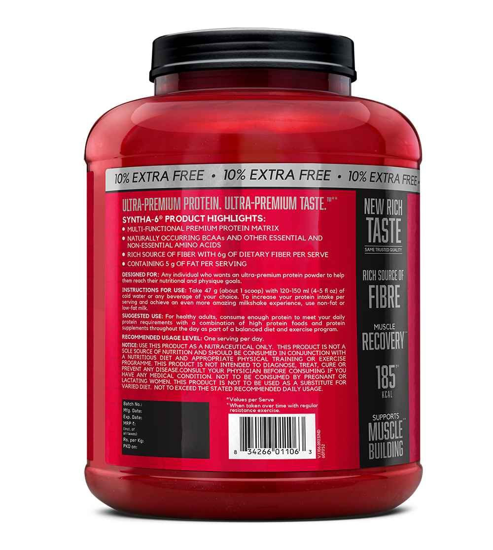 BSN Syntha 6 Protein Powder - 5 lbs+10% Extra, 2.5 kg (Chocolate ...