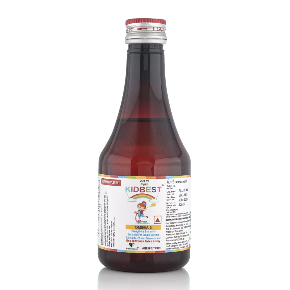 HealthBest Kidbest Omega 3 Syrup for Kids Strengthens Immunity supports ...