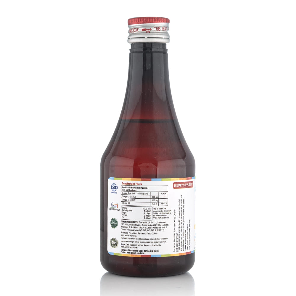 HealthBest Kidbest Omega 3 Syrup for Kids Strengthens Immunity supports ...