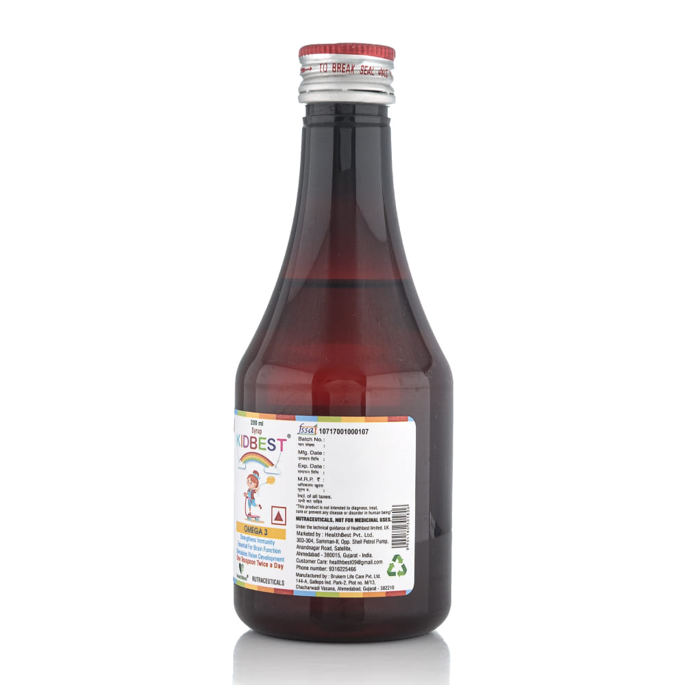 HealthBest Kidbest Omega 3 Syrup for Kids Strengthens Immunity supports ...