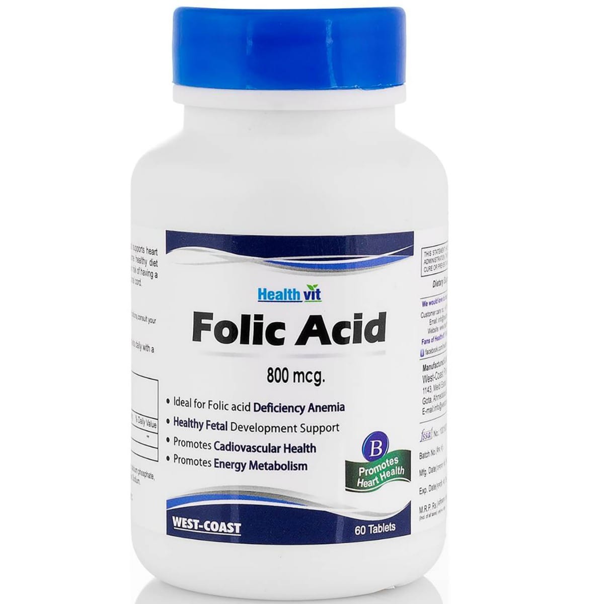 Healthvit Folic Acid 800 MCG 60 Tablets