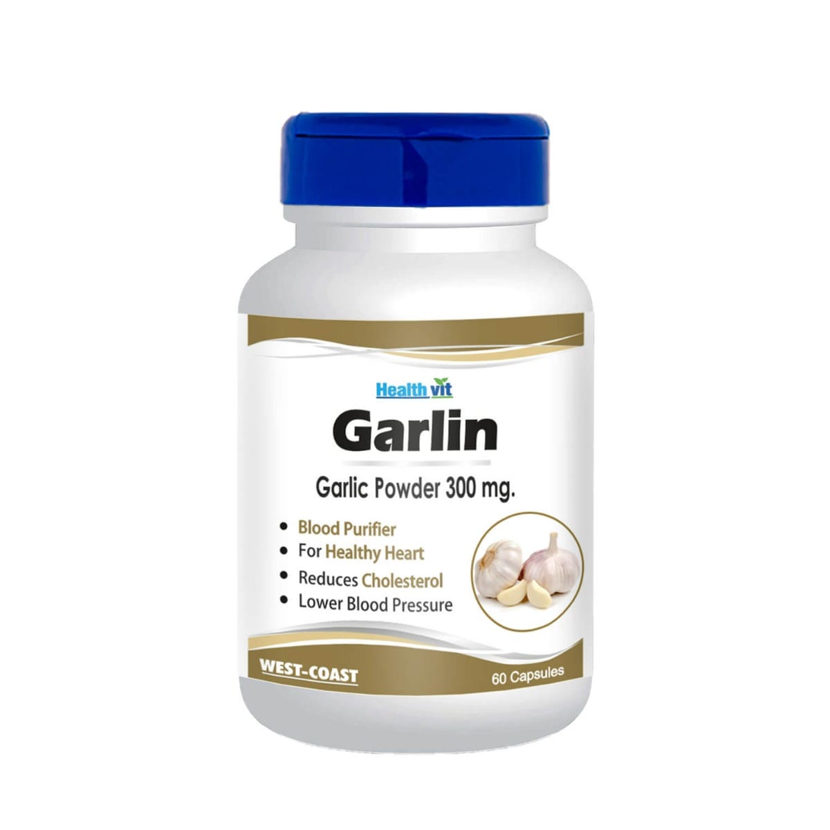 Healthvit Garlin Garlic powder 300 mg 60 Capsules For Cholesterol