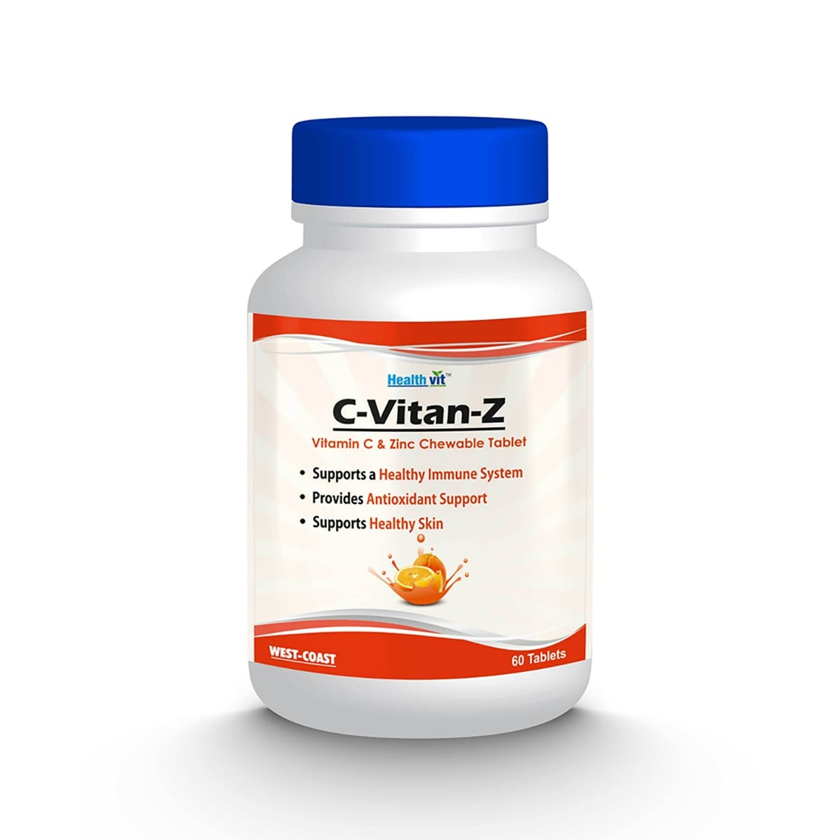 Healthvit C-Vitan-Z Vitamin C 500mg and Zinc 60 Chewable Tablets