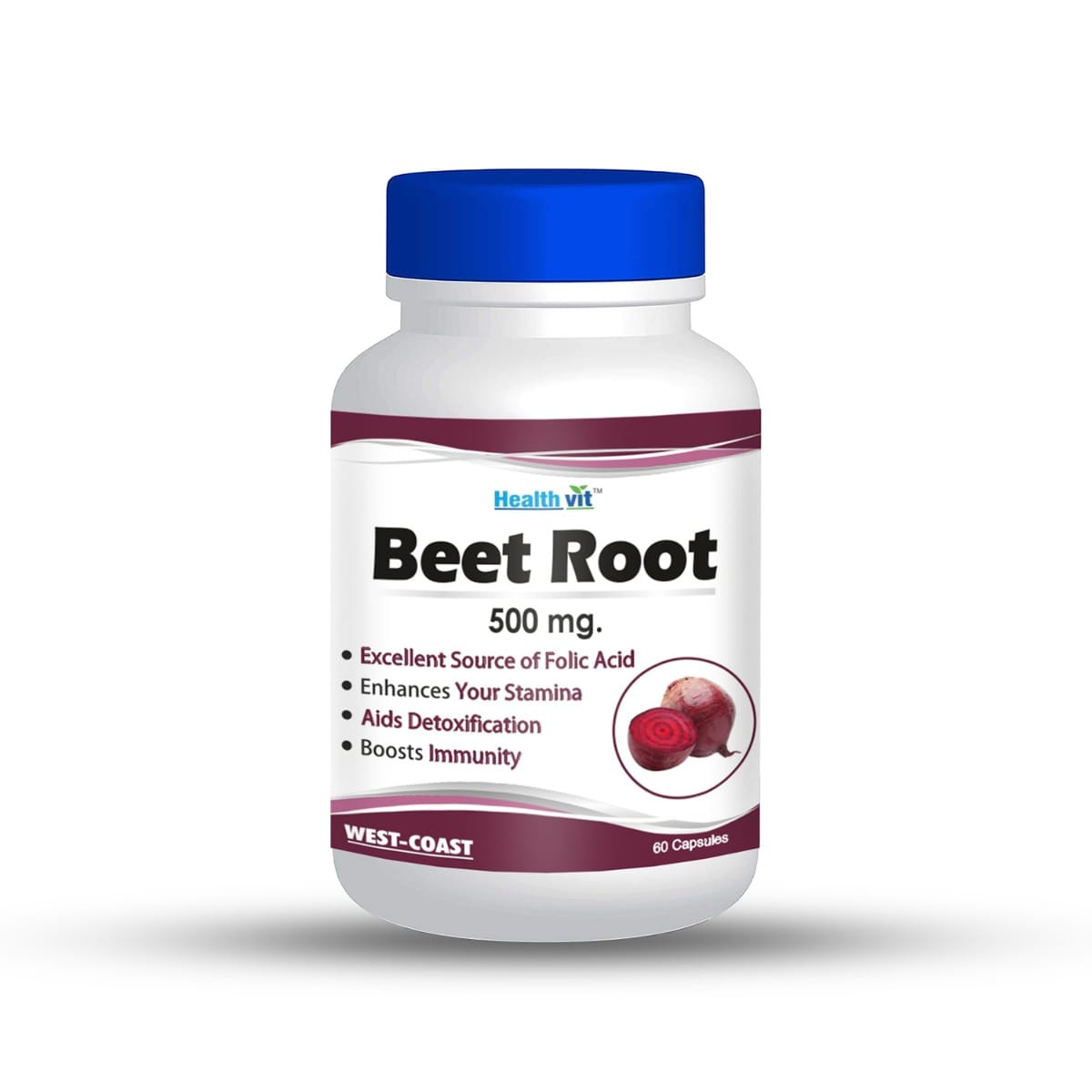 Healthvit Beet Root 500 mg 60 Capsules For Immunity Booster