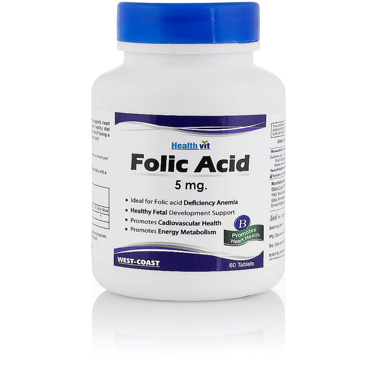 HealthVit Folic Acid 5MG 60 Tablets For Cardiac Care