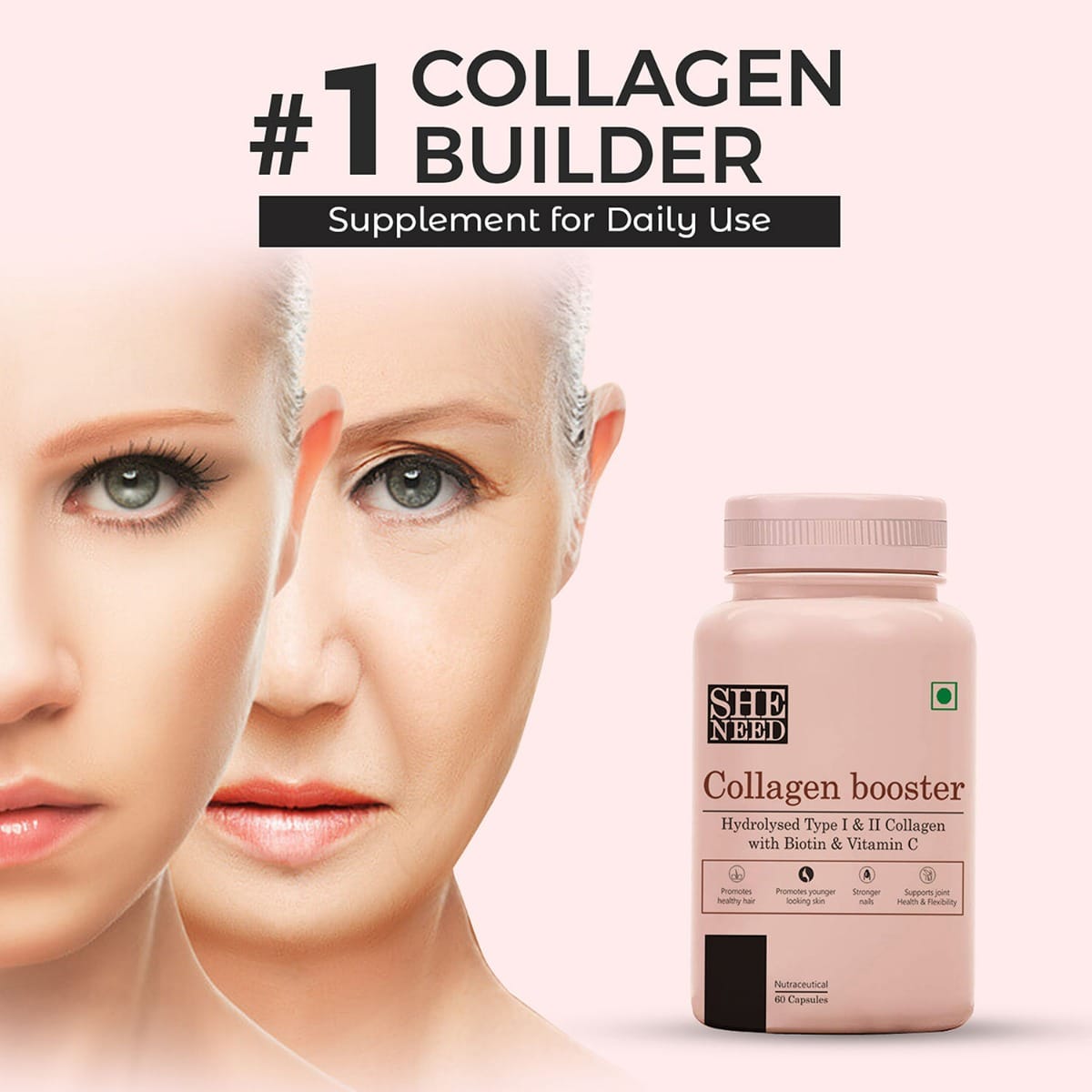 SheNeed Collagen Booster with Hydrolysed Collagen, Anti-Aging, Beauty ...