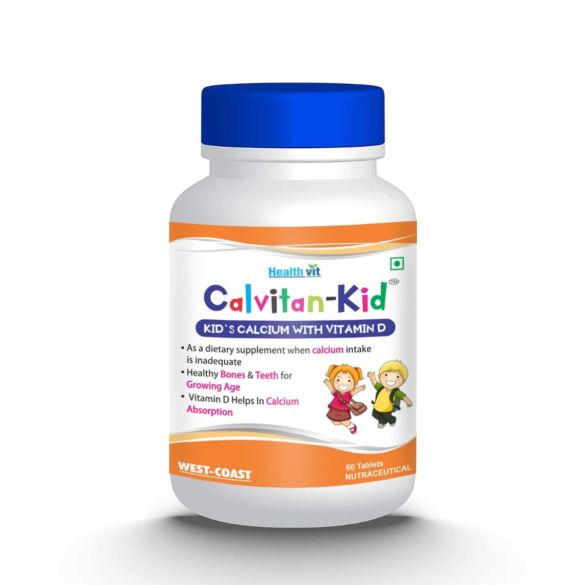 HealthVit Calvitan-KID Kid's Calcium 150mg, Vitamin D3 30IU, 60 Tablets