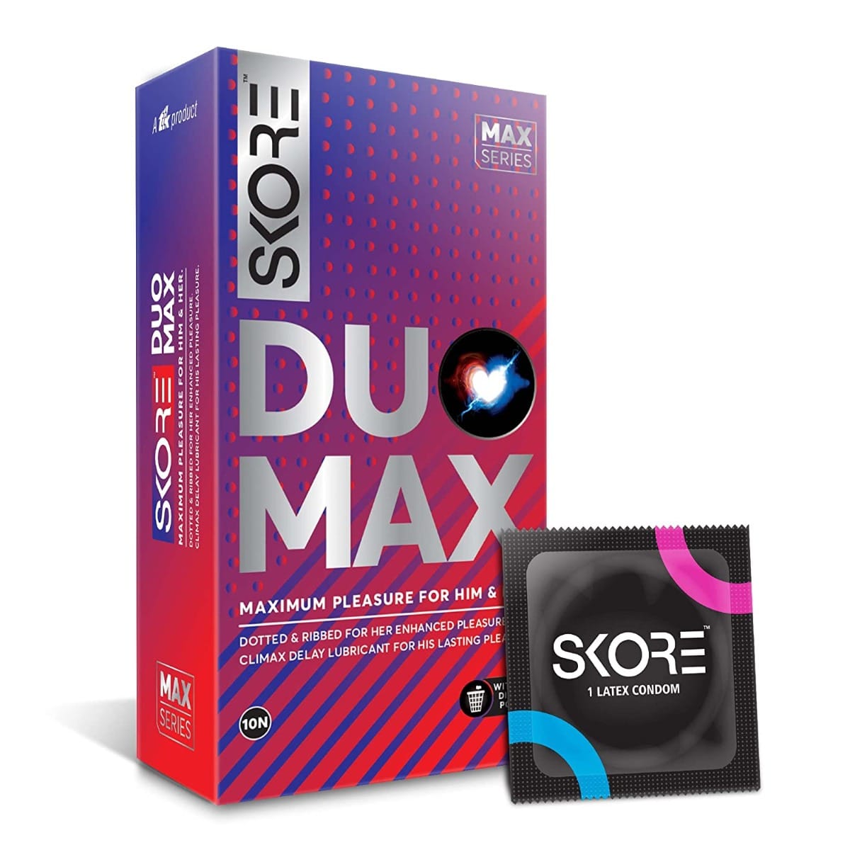 Skore Duo Max - Premium Condoms for Him & Her with Disposal Pouches ...