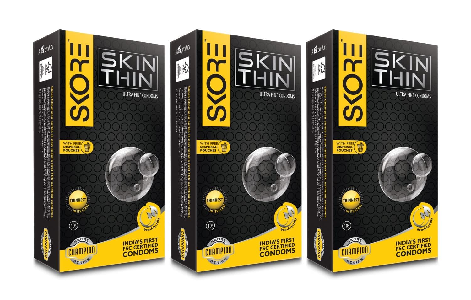 Skore Skin Thin Condoms - 10N Pack Of 3
