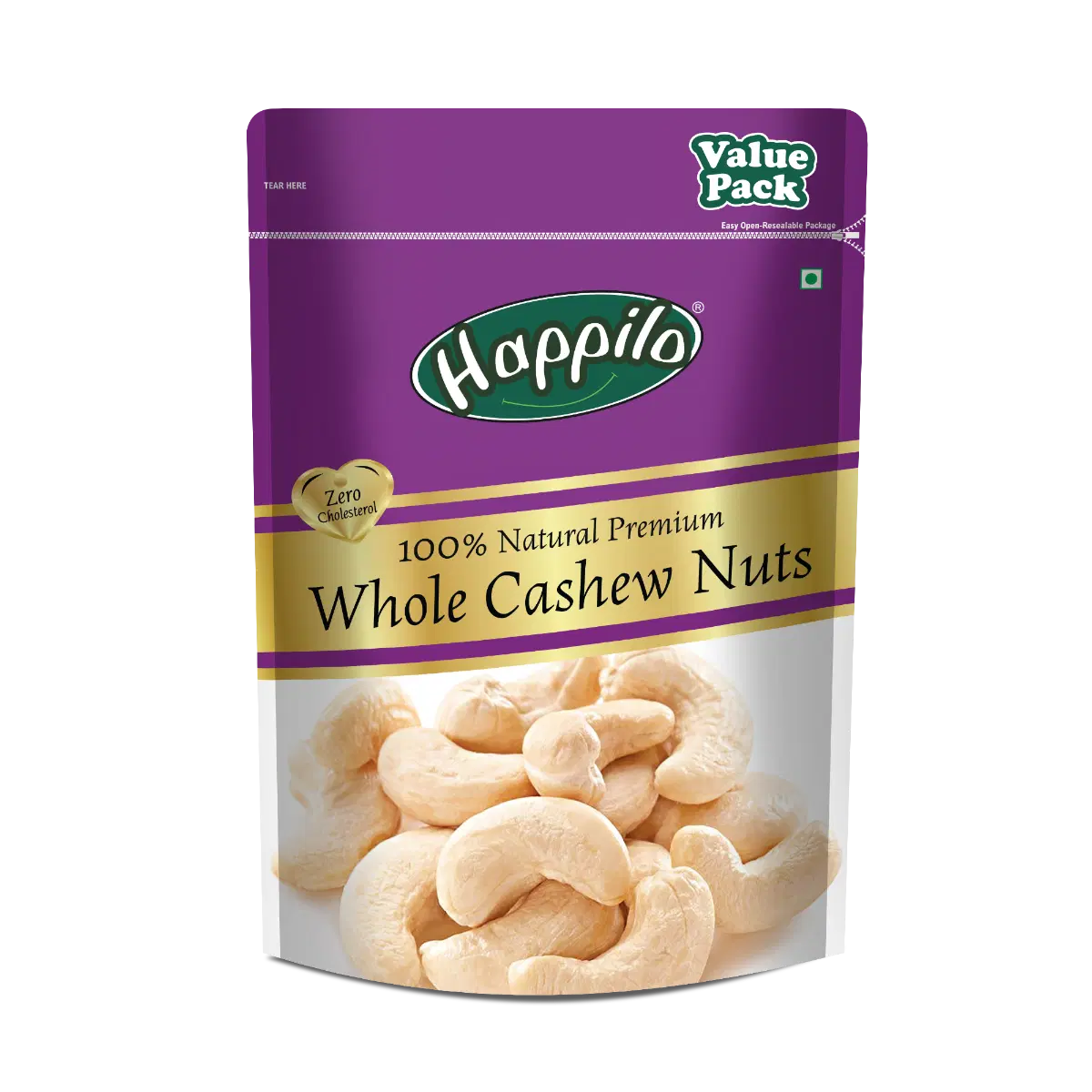 Happilo 100% Natural Premium Whole Cashews 1000g Value Pack