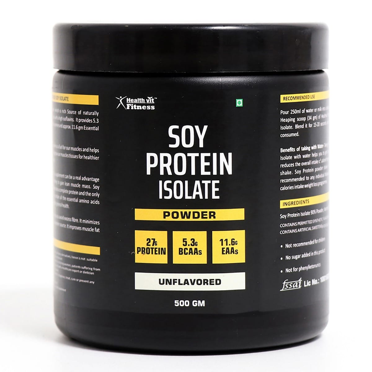 Healthvit Fitness Soy Protein Isolate Powder 500gm (Unflavored)