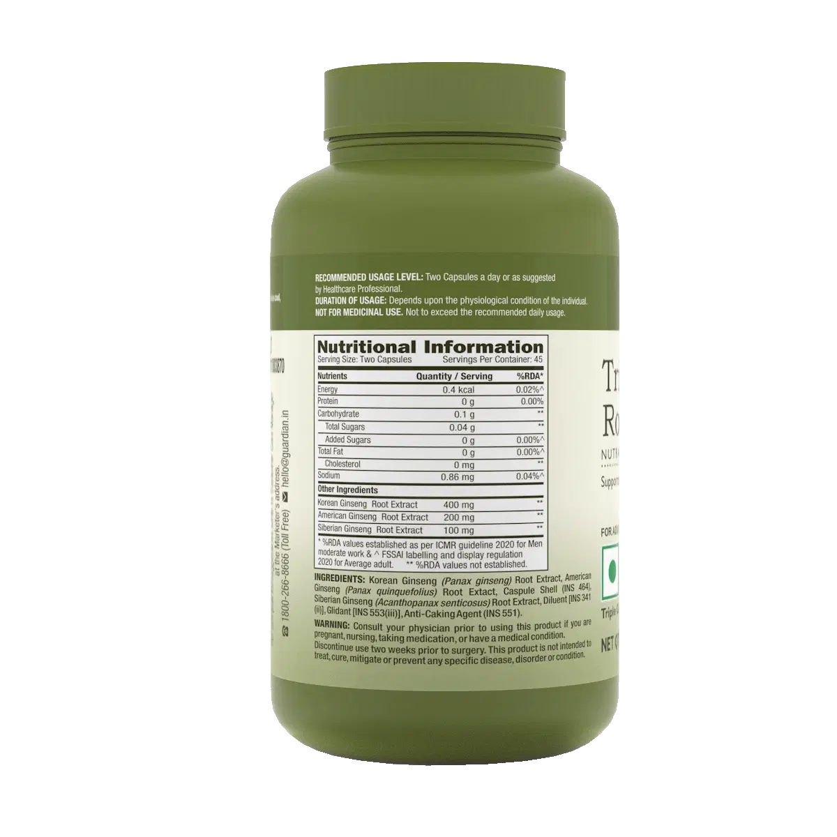 GNC Herbal Plus Triple Ginseng Root with Korean, American & Siberian ...