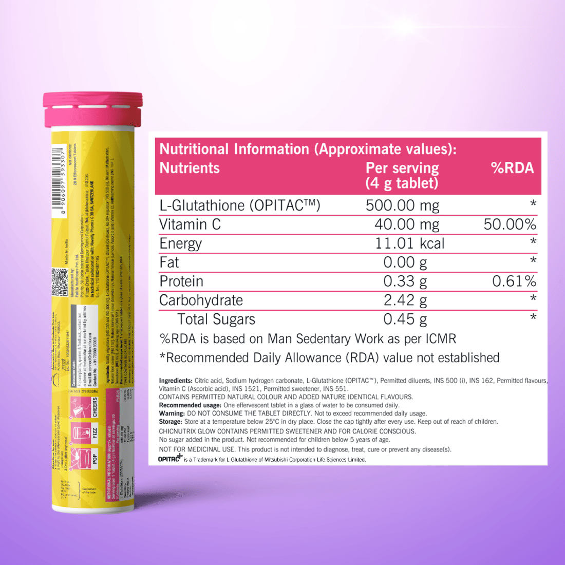 Chicnutrix Glow- 10 Effervescent Tablets| 500mg Japanese Glutathione ...