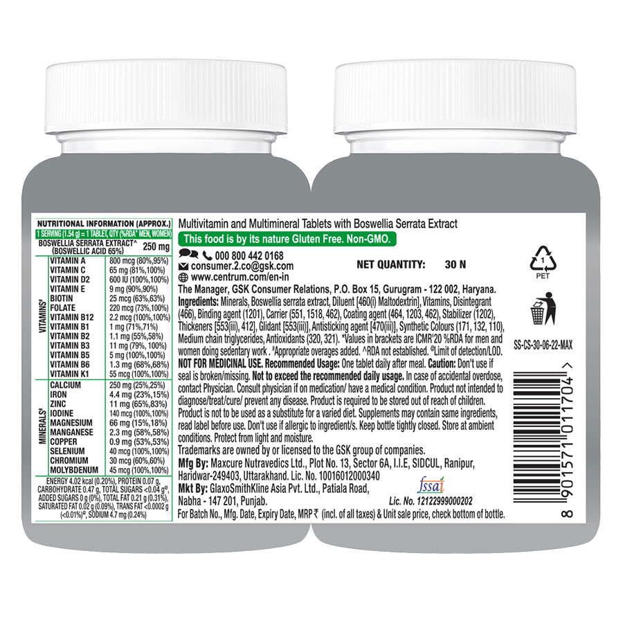 Centrum Adults 50+, with Calcium, Vitamin D & 22 vital Nutrients for ...