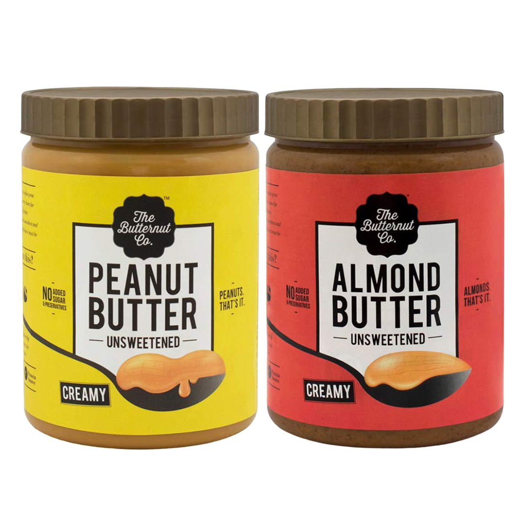 The Butternut Co. 1 Kg Creamy Unsweetened Peanut Butter & 1 Kg Creamy ...