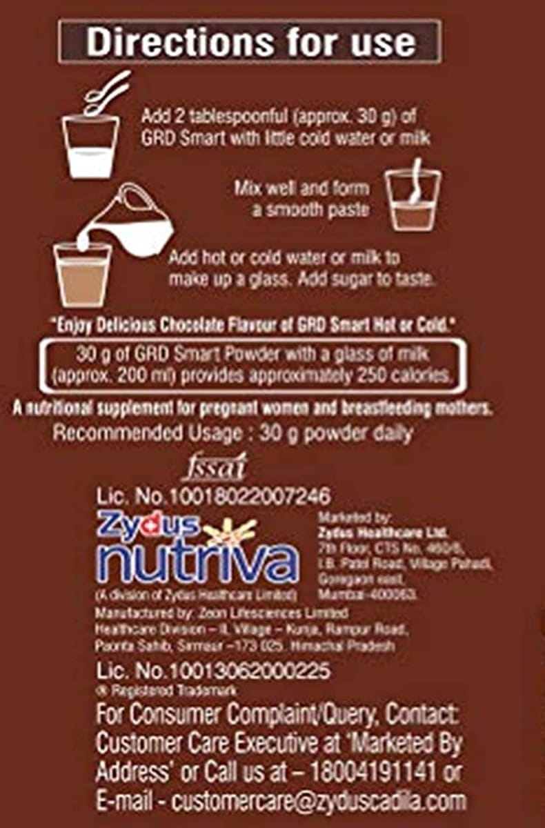 GRD Smart Chocolate Flavoured Superior Whey protein powder with DHA ...