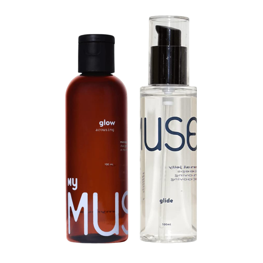 MYMUSE Slip & Slide Kit For Couples, with Glow Mogra Body Massage Oil & Glide Aloe Water Based ...