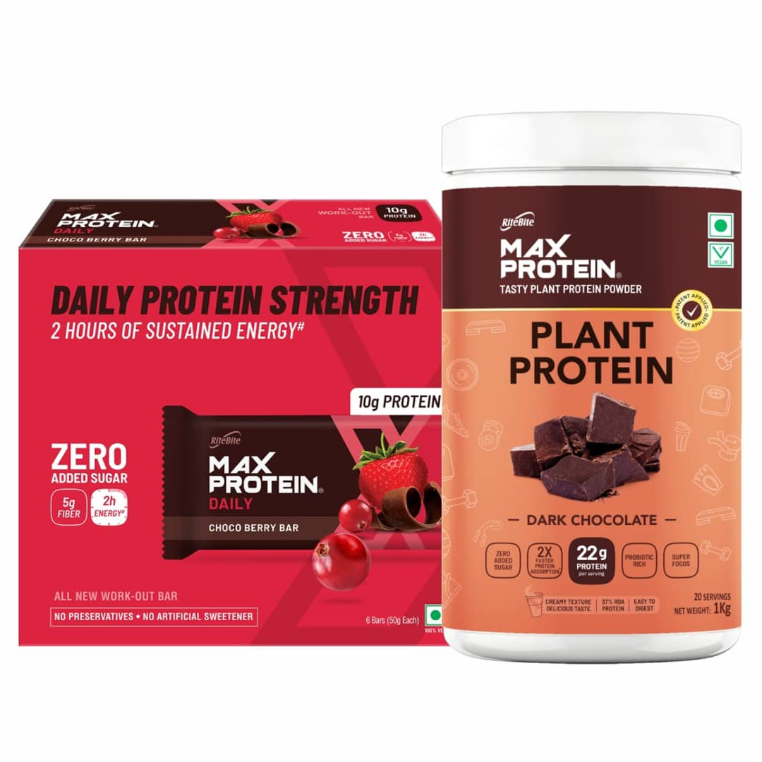 RiteBite Max Protein Daily Choco Berry 10g Protein Bar [Pack of 6 ...