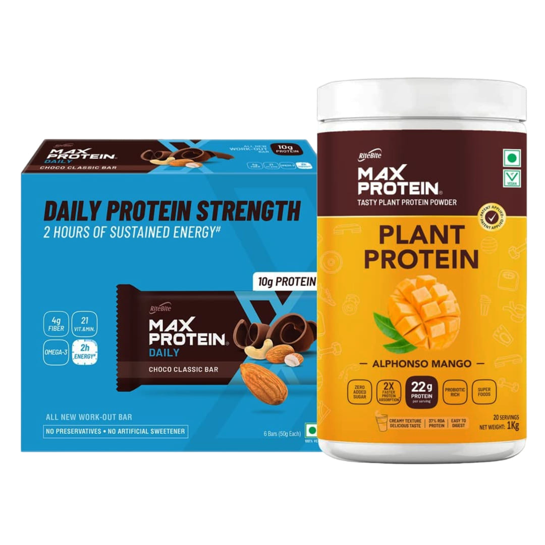 RiteBite Max Protein Daily Choco Classic 10g Protein Bar [Pack of 6 ...