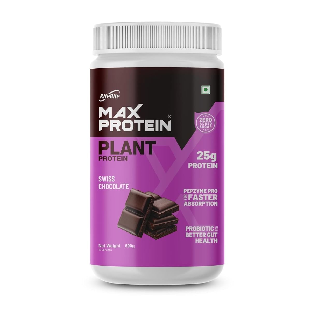 RiteBite Max Protein Plant Protein Powder Swiss Chocolate| 25g Protein ...