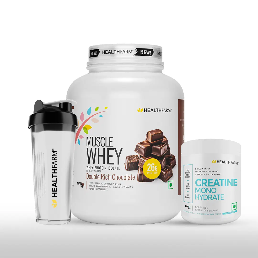 HEALTHFARM Best Selling Combo (Muscle whey Protein 2kg Double Rich ...