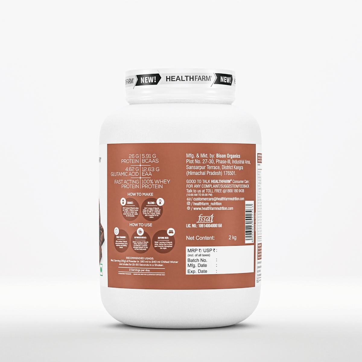 HEALTHFARM Best Selling Combo (Muscle whey Protein 2kg Double Rich ...