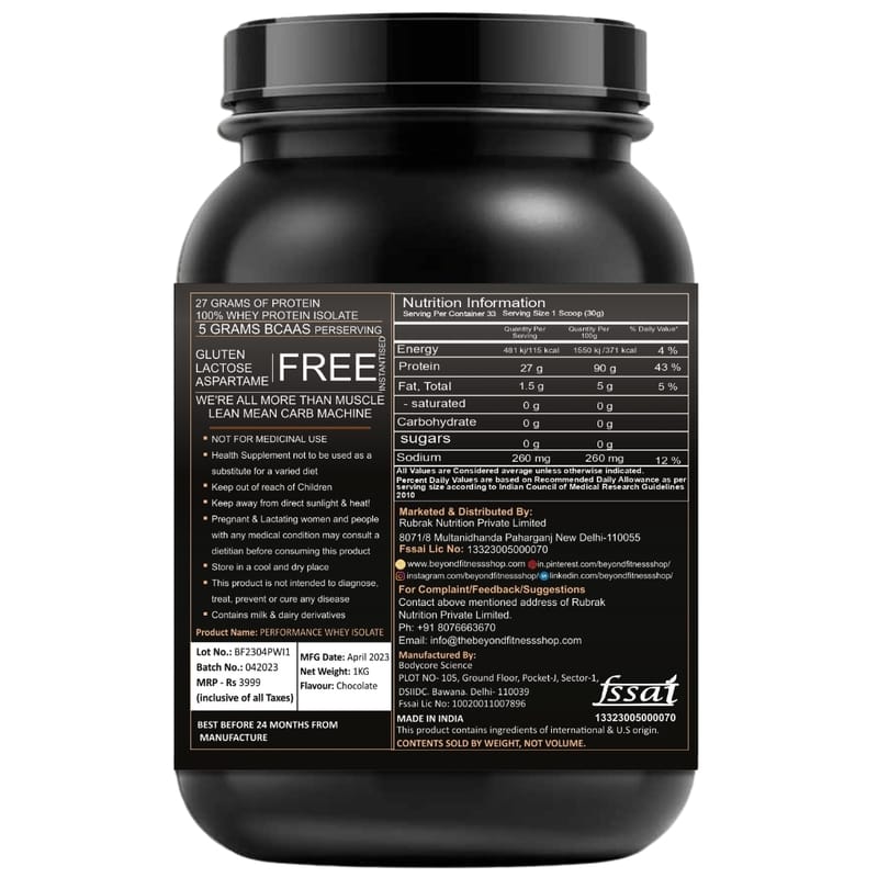 Beyond Fitness 100% Whey Protein Powder - Post Workout Whey Protein ...