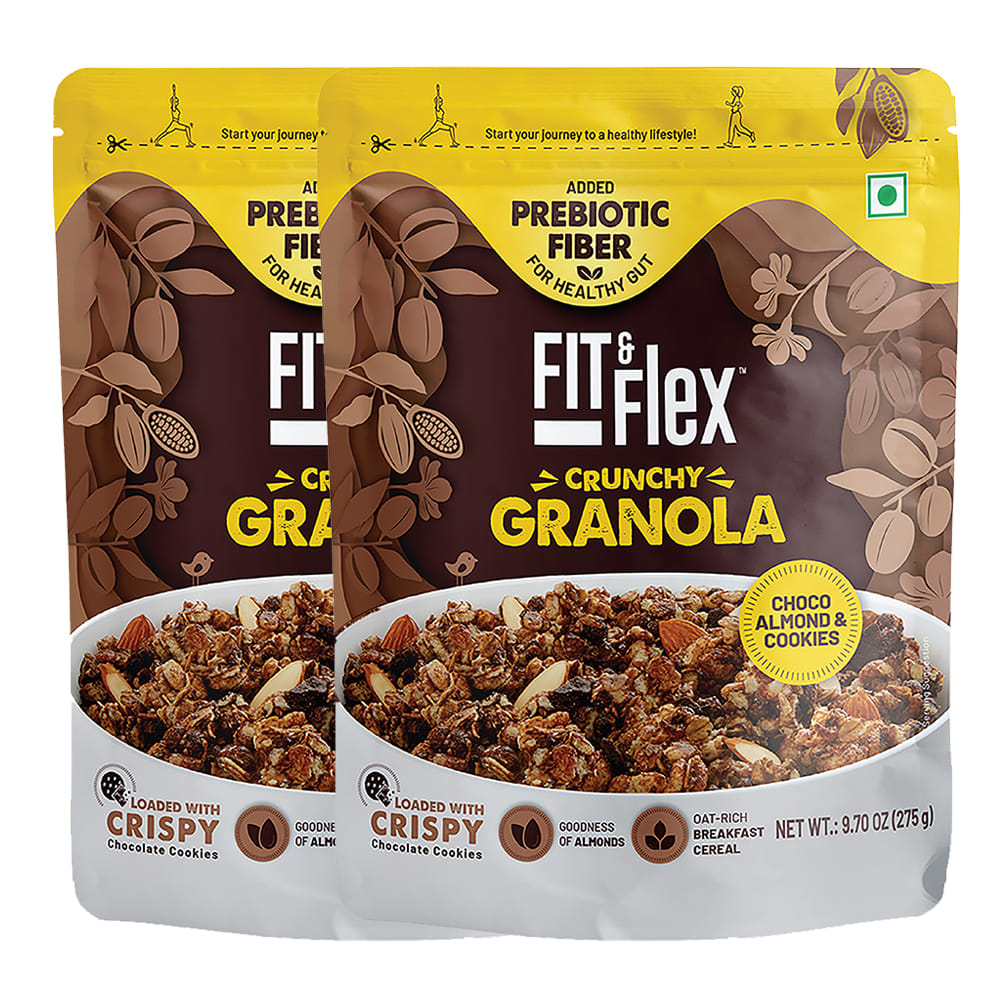 Fit And Flex Baked Granola Breakfast Cereal - Choco Almond & Cookies ...
