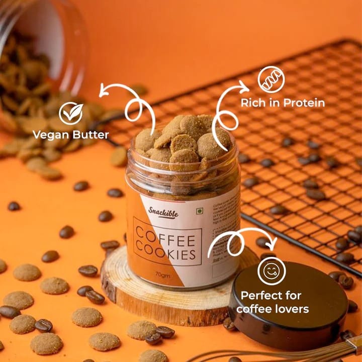 Snackible Coffee Cookies (Pack of 4) 4x70gm Vegan No Refined Sugar No ...