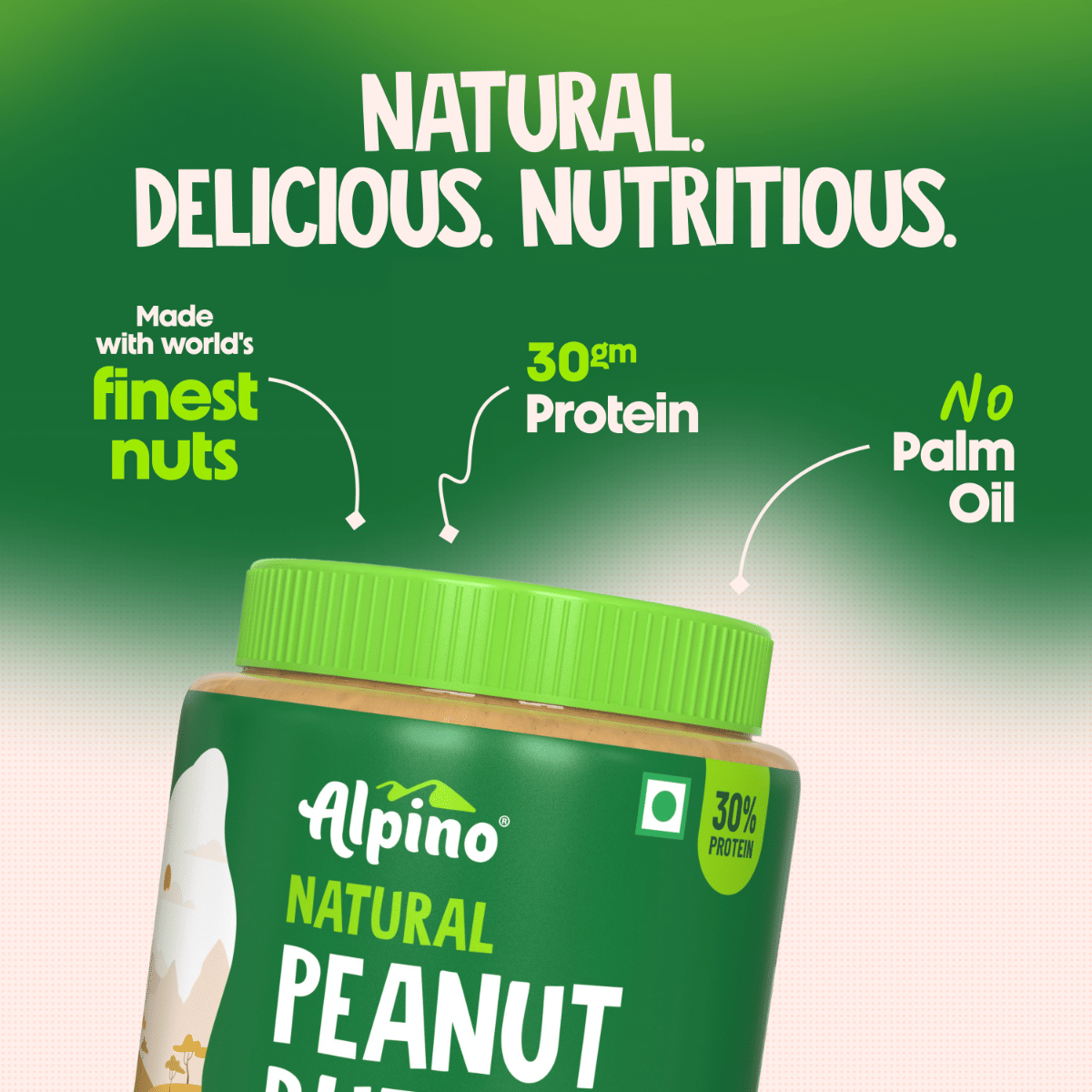 ALPINO 30g High Protein Natural Peanut Butter Smooth 2kg (1kg, Pack of ...