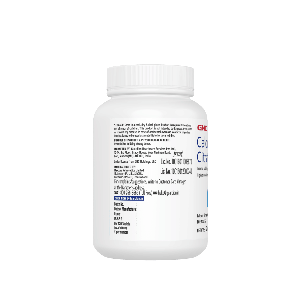 GNC Calcium Citrate 1000mg | Most Absorbable Calcium | Improves Bone ...