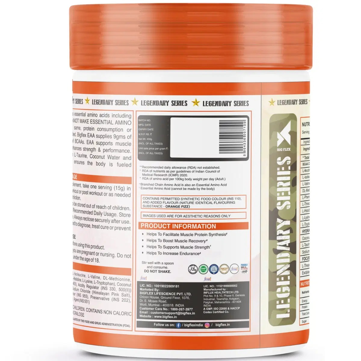 Bigflex EAA (Essential amino acids) Orange Fizz (450 Gm) 30 Servings