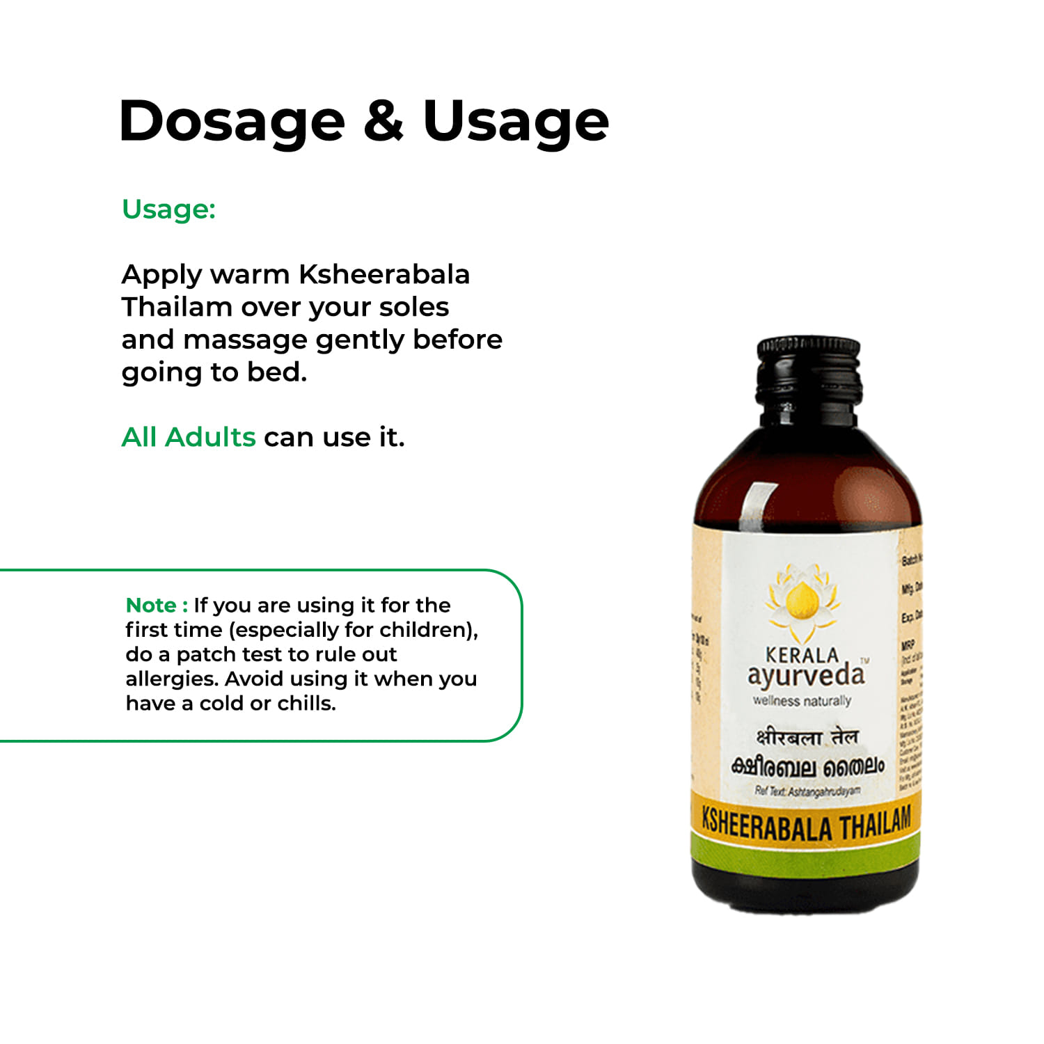 Kerala ayurveda Ksheerabala Thailam, White, 200 ML