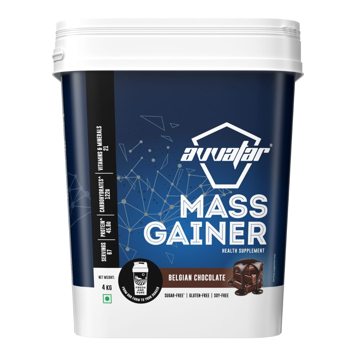 Avvatar Mass Gainer 4kg | Belgian Chocolate | Belgian Chocolate | 67 ...