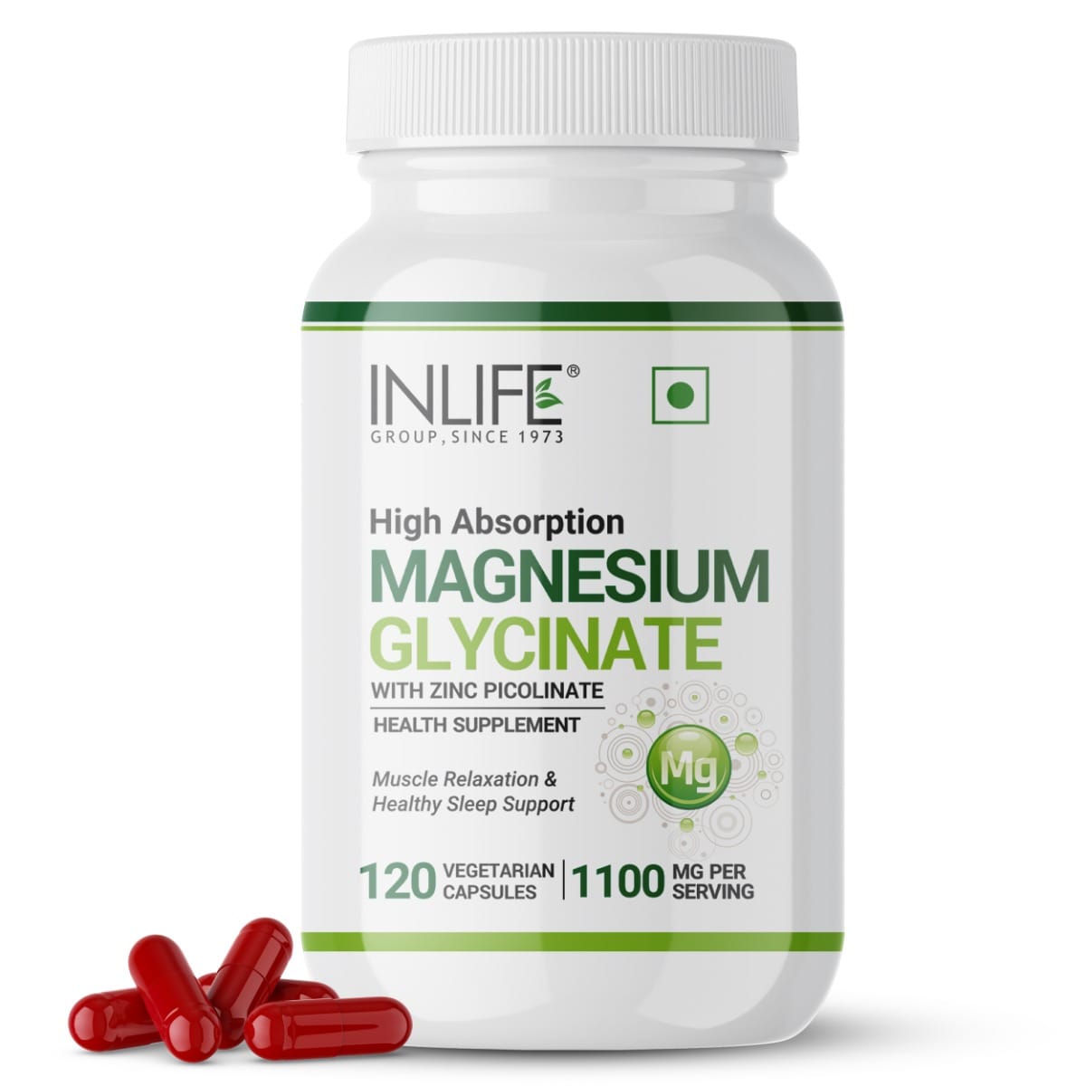 INLIFE Magnesium Glycinate Supplement 1100mg (Elemental Magnesium 242mg ...