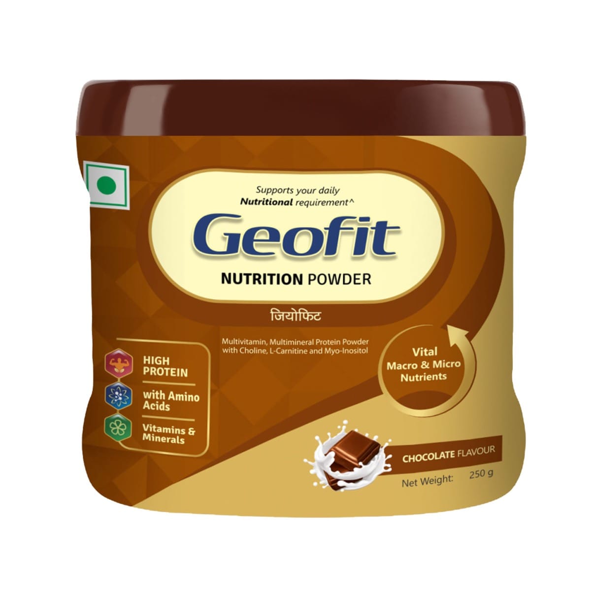 Geofit Nutrition Powder for Men & Women, Chocolate Flavoured 250g ...