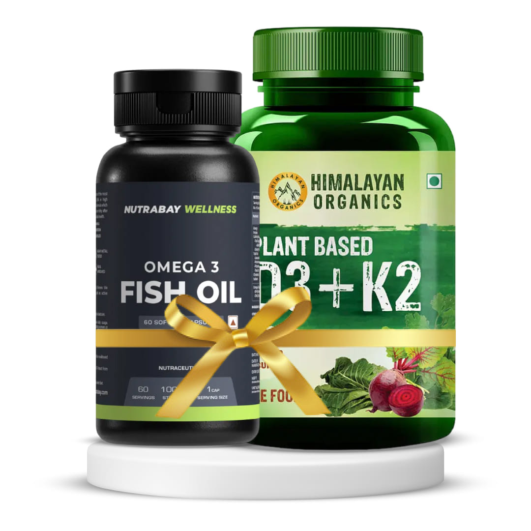 Bone and heart support | Himalayan Organics Plant Based D3 + K2 - 120 Veg Capsules + Nutrabay ...