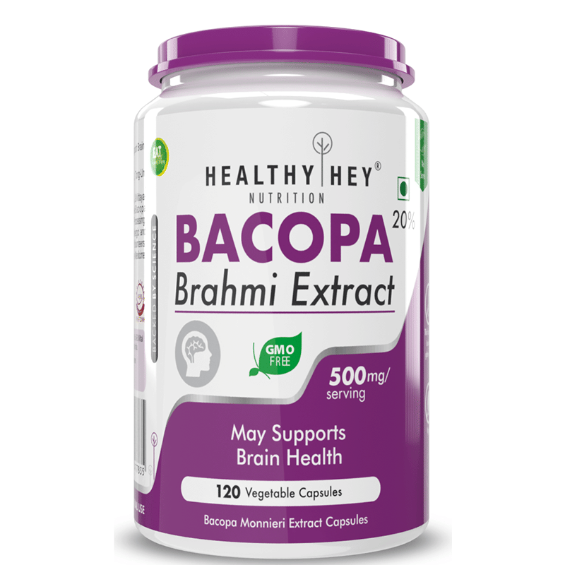 HealthyHey Nutrition Brahmi - Bacopa Monnieri- 500 mg - Support Memory ...
